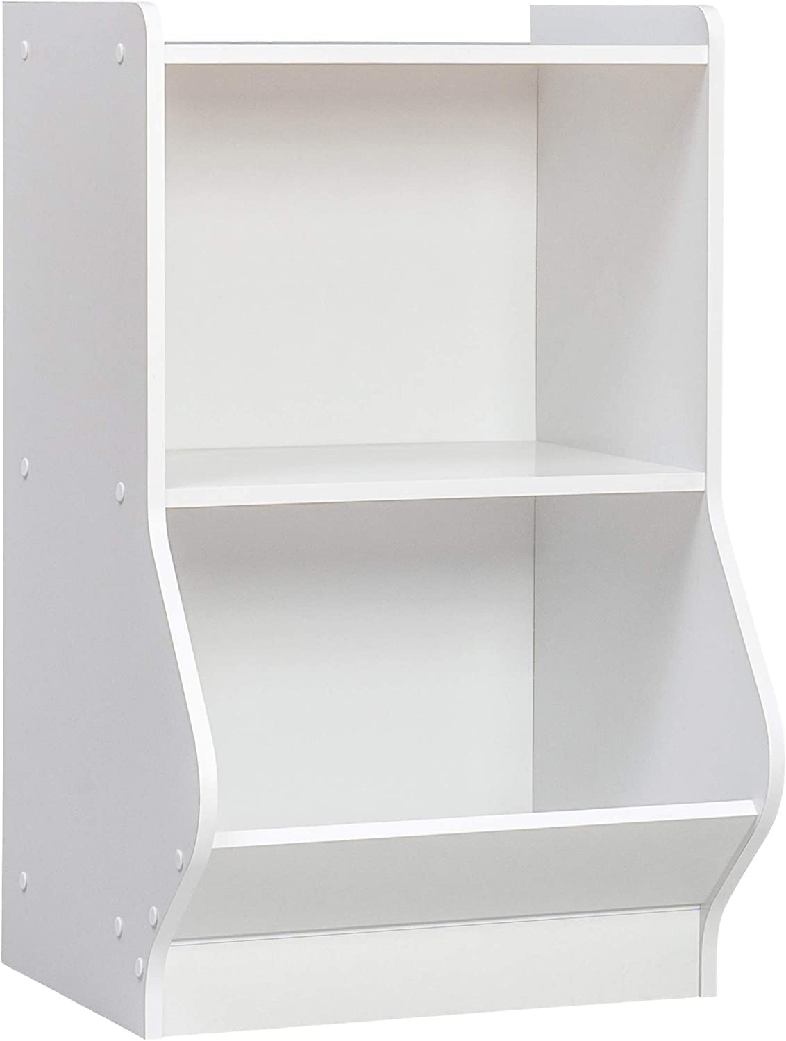 IRIS USA 2-Tier Shelf Organizer with Easy Access Angled Cubby, Frost White