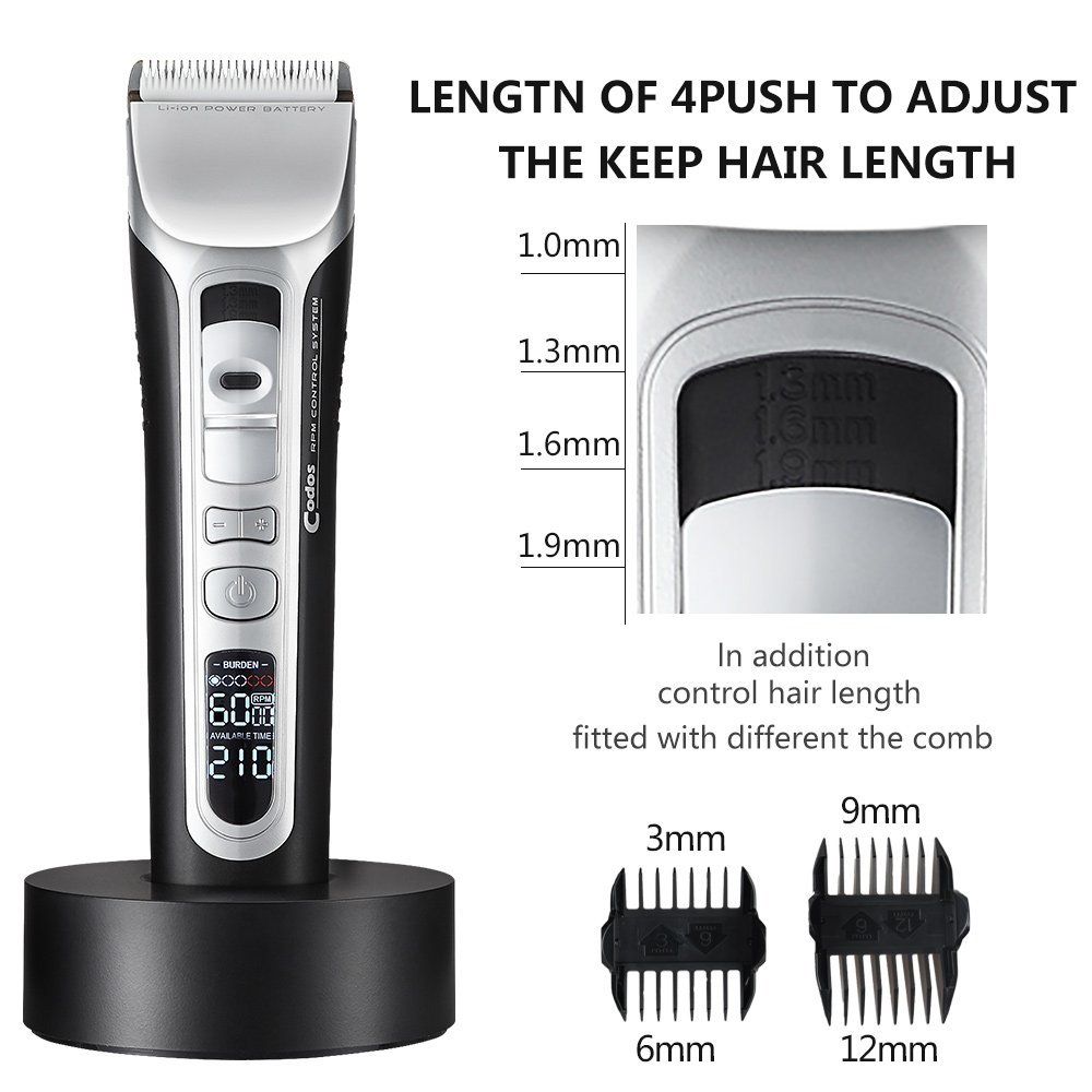 Man’s Intelligence Cordless Hair Clippers Hair Cutting Machine with LCD Display(Black)