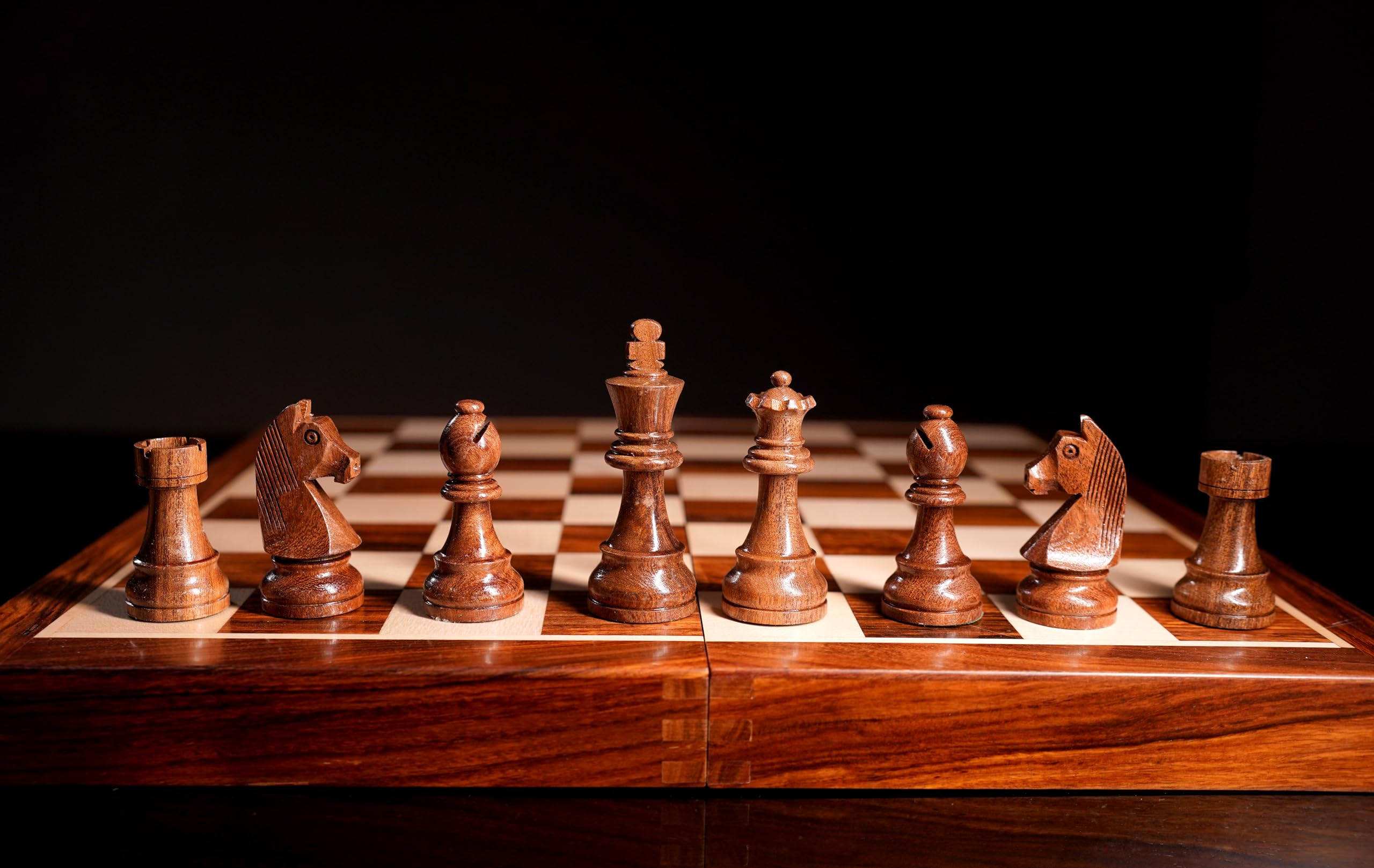 BCBESTCHESS Set, Premium Quality, Handcrafted Rosewood Unique Chess Board Set, Foldable Secure Storage for Magnetic Pieces with Extra Queens, Chess Set for Kids and Adults, Brown (16x16 Inches)