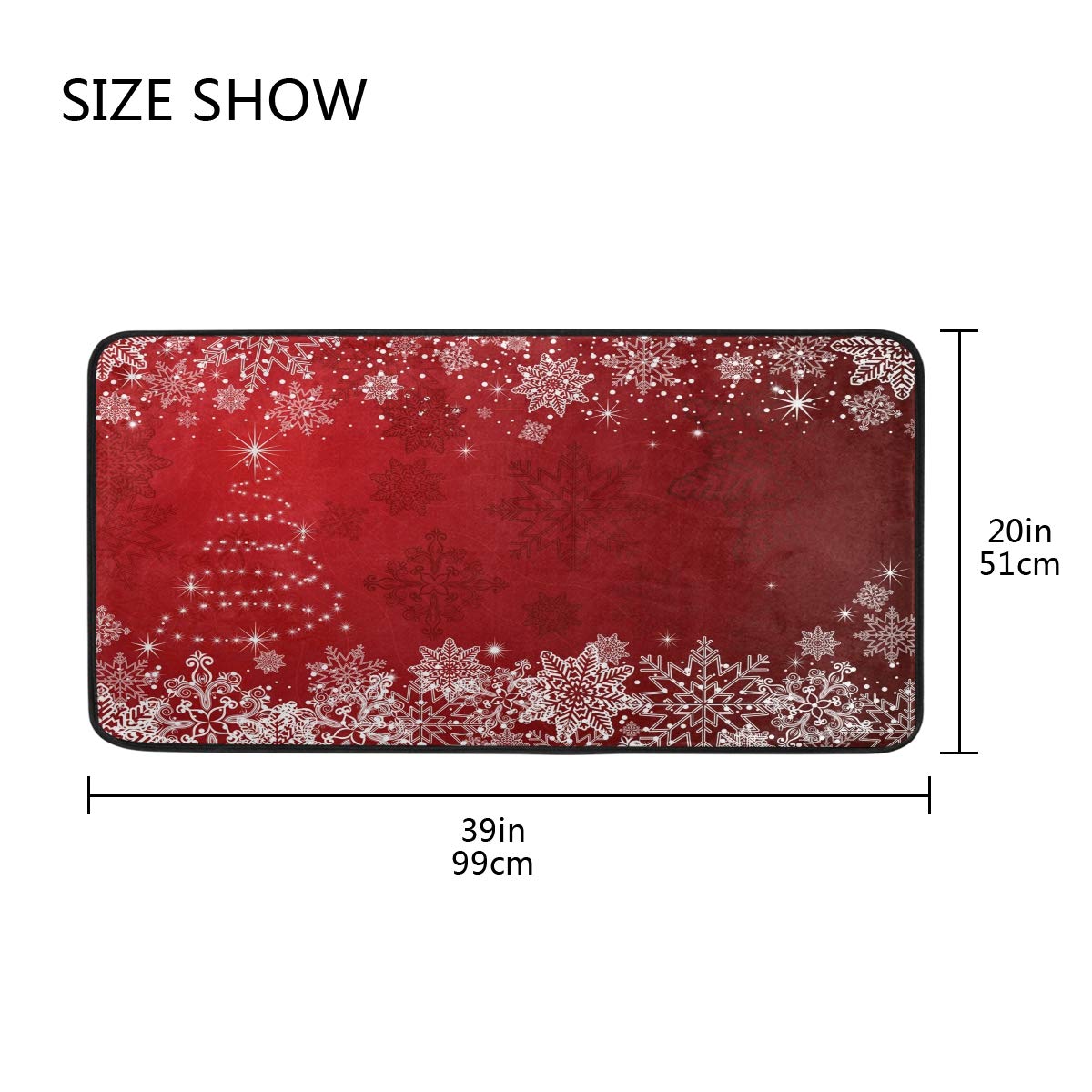 AGONA Anti Fatigue Kitchen Mat Christmas White Snowflakes Red Kitchen Floor Mat Winter Soft Standing Mats Absorbent Area Rugs Non Slip Kitchen Rugs Christmas Doormats Carpet for Christmas Home Decor