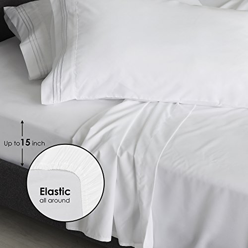 Furinno Angeland Vienne Sheet and Pillowcase Set, Full, White
