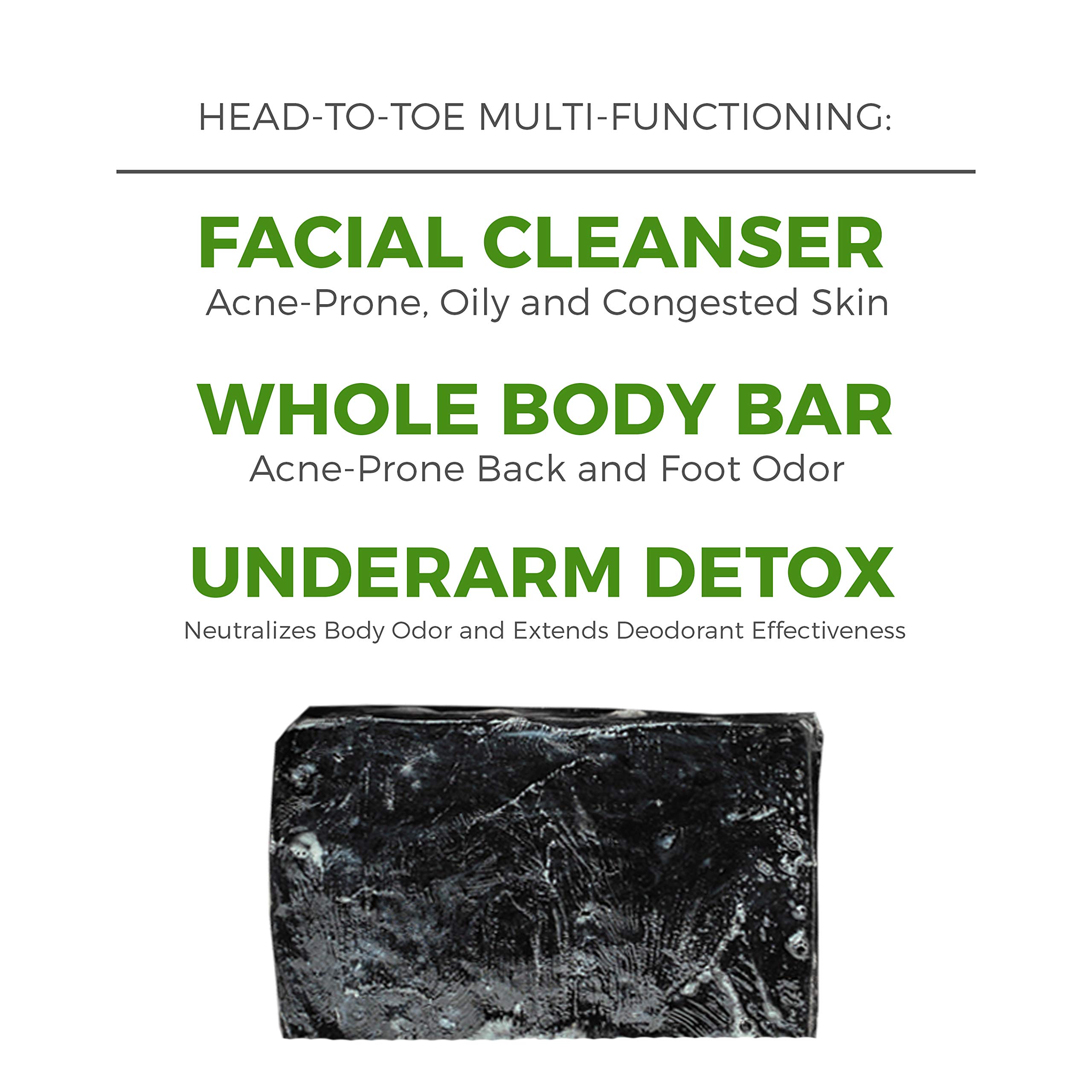 Rustic Maka Activated Charcoal + Clay Natural Soap Bar, DETOX + CLEANSE, for Acne, Problem Skin, Excess Oil Control, Face, Body and Underarm Detox, Oily to Normal Skin
