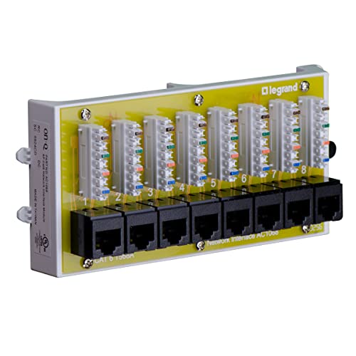 Legrand - OnQ Cat 6 Network Interface Module, Wifi Module with 8 Ports, Network Interface Module Cat6 Provides Connectivity to Ethernet Devices, Black, AC1068