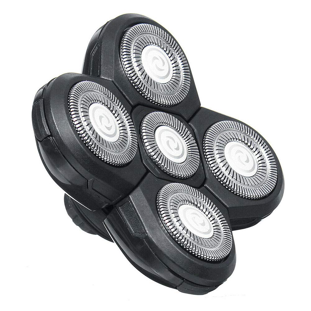 5 Head Shaver Heads, Shaver Double Ring Blade Heads Shaver Replacement for Electric Razor Shaving Bald Tool, Head and Face Electric Razor Shaver Head, Easy to Install