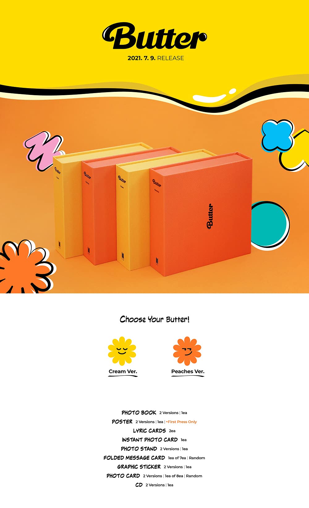 Big Hit Entertainment KTMMD1083 BTS - Butter Album+Extra Photocards Set (Cream ver.)