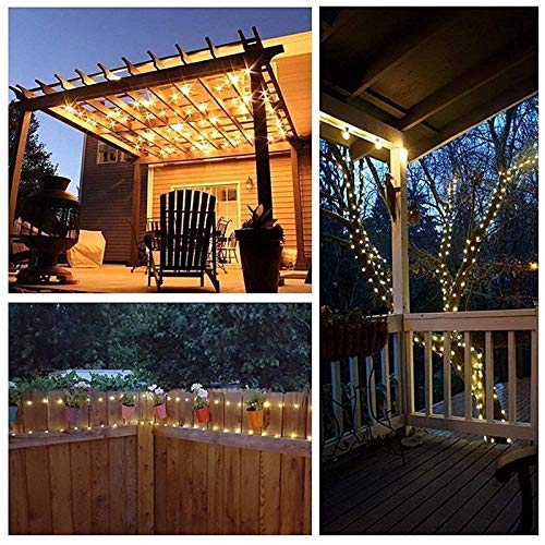 CHNOOI 72ft 22M 200 LED Solar Light Bar Home Garden Copper Wire String Lights Fairy Outdoor Solar Powered Christmas Party Decoration (Size : 12m)