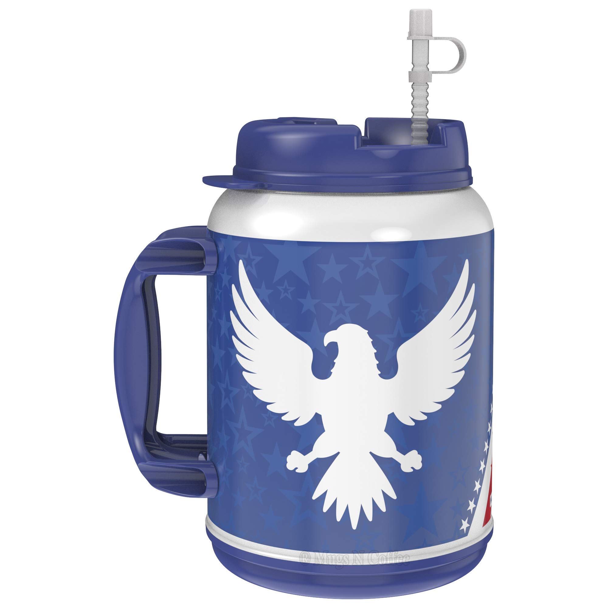 64 oz We The People Mug with Reusable Straw - BPA Free - Made in the USA - American Flag Mug with Eagle