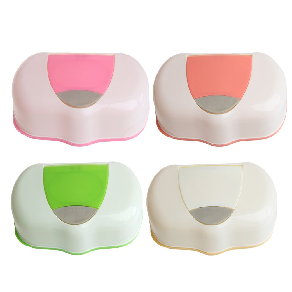 ZHIZHOU Storage Box 1 Piece Plastic Wet Wipes Storage Case Box Refillable Container 80 Sheets Yellow