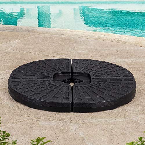 Amazon Basics HDPE Round Fan-Shaped Hanging Umbrella Base for Patio β Black