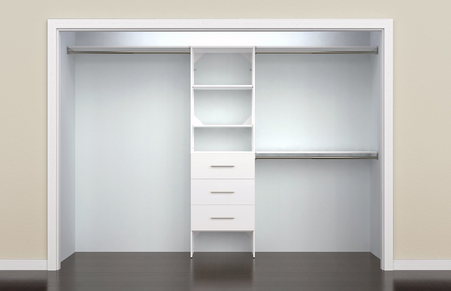 ClosetMaid 1937040 SuiteSymphony Modern 25-Inch Closet Organizer with Shelves and 3-Drawers, Pure White
