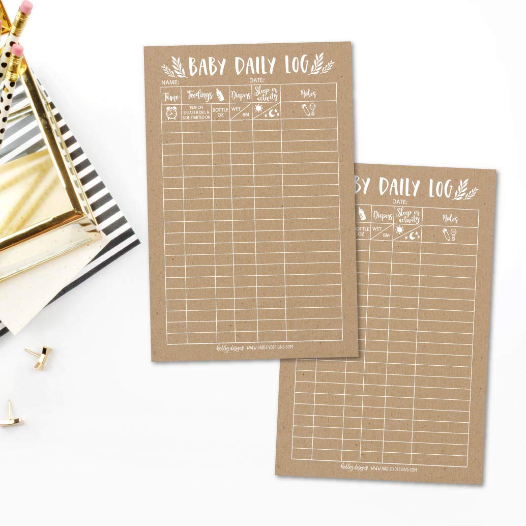 Newborn Baby Log Tracker Journal Book, Infant Daily Schedule, Feeding Food Sleep Naps Activity Diaper Change Monitor Notes For Babies, Mommy Nursing or Breastfeeding Record Tracking Chart 50 Sheet Pad