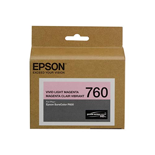 Epson T760 Ultrachrome HD Ink Set for SureColor P600 Printer - HD Black (Photo/Matte/Light/Light-Light), HD Cyan, HD Magenta (Vivid/Vivid Light), HD Yellow, HD Light Cyan, Museo Silver Rag Sampler
