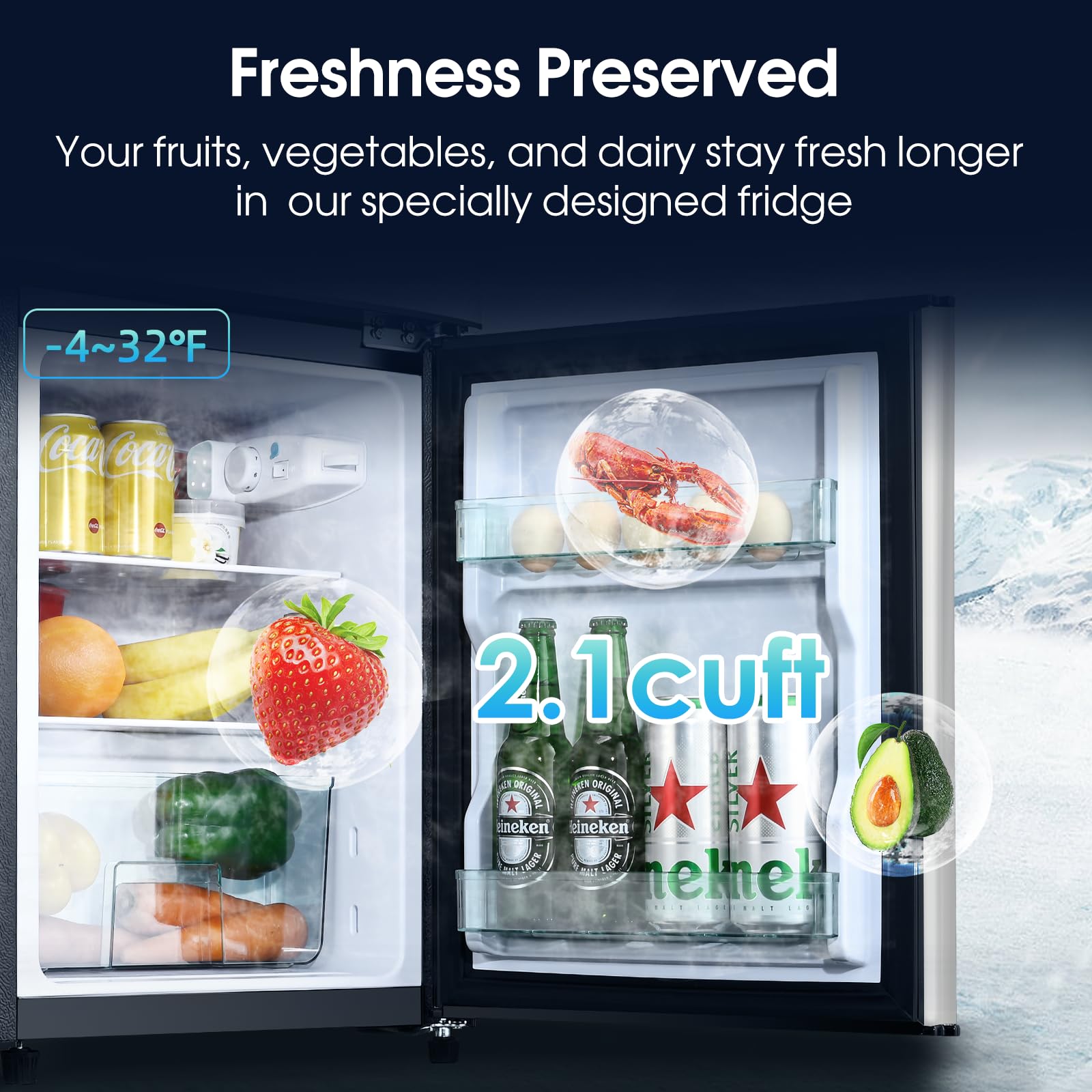 Anypro 3.2 Cu.Ft Mini Fridge with Freezer, Double Door Compact Refrigerator, Small Refrigerator with Freezer, Temperature Control, Adjustable Shelves, Mini Fridge for Office, Bedroom, Dorm, Garage, RV