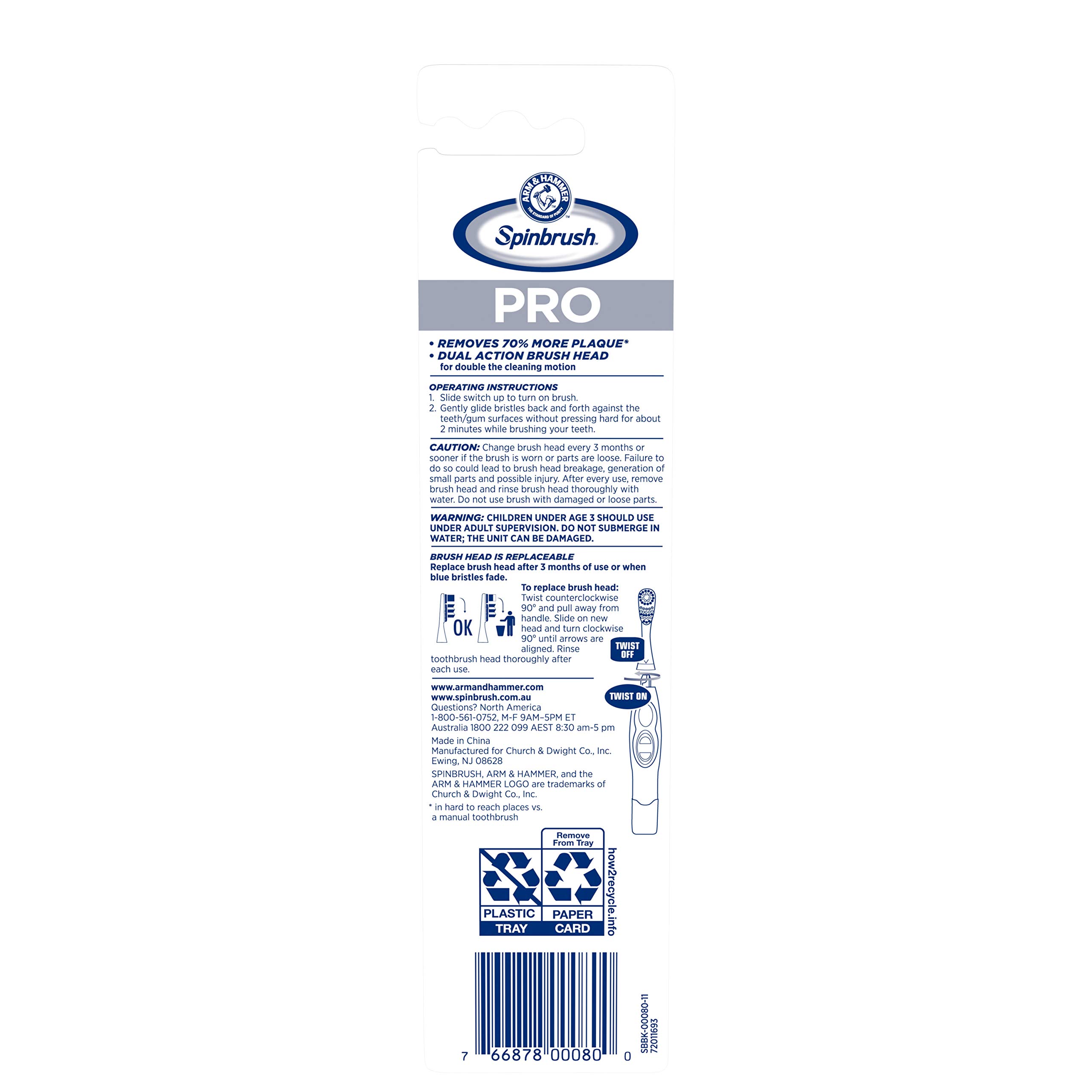 Spinbrush Pro Series Daily Clean Battery Toothbrush Refills, Soft, 4 Count