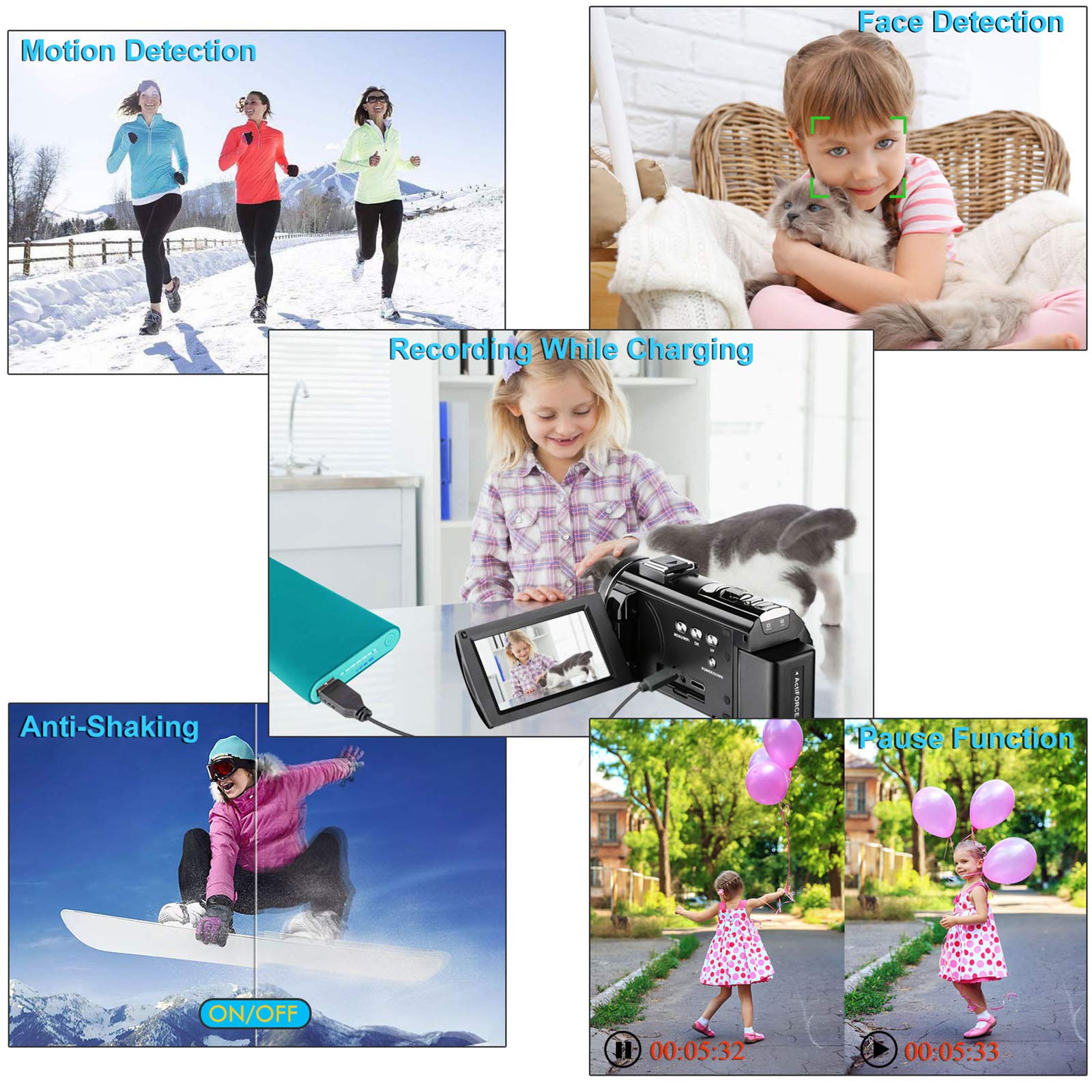 4K Camcorder Video Camera Rosdeca Ultra HD 48.0MP WiFi Digital Camera IR Night Vision 3.0" IPS Touch Screen 16X Digital Zoom with External Microphone, Wide Angle Lens, 2 Batteries and Memory Card
