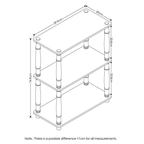 Furinno Turn-N-Tube 3-Tier Compact Multipurpose Shelf Display Rack with Classic Tube, Sonoma Oak/White