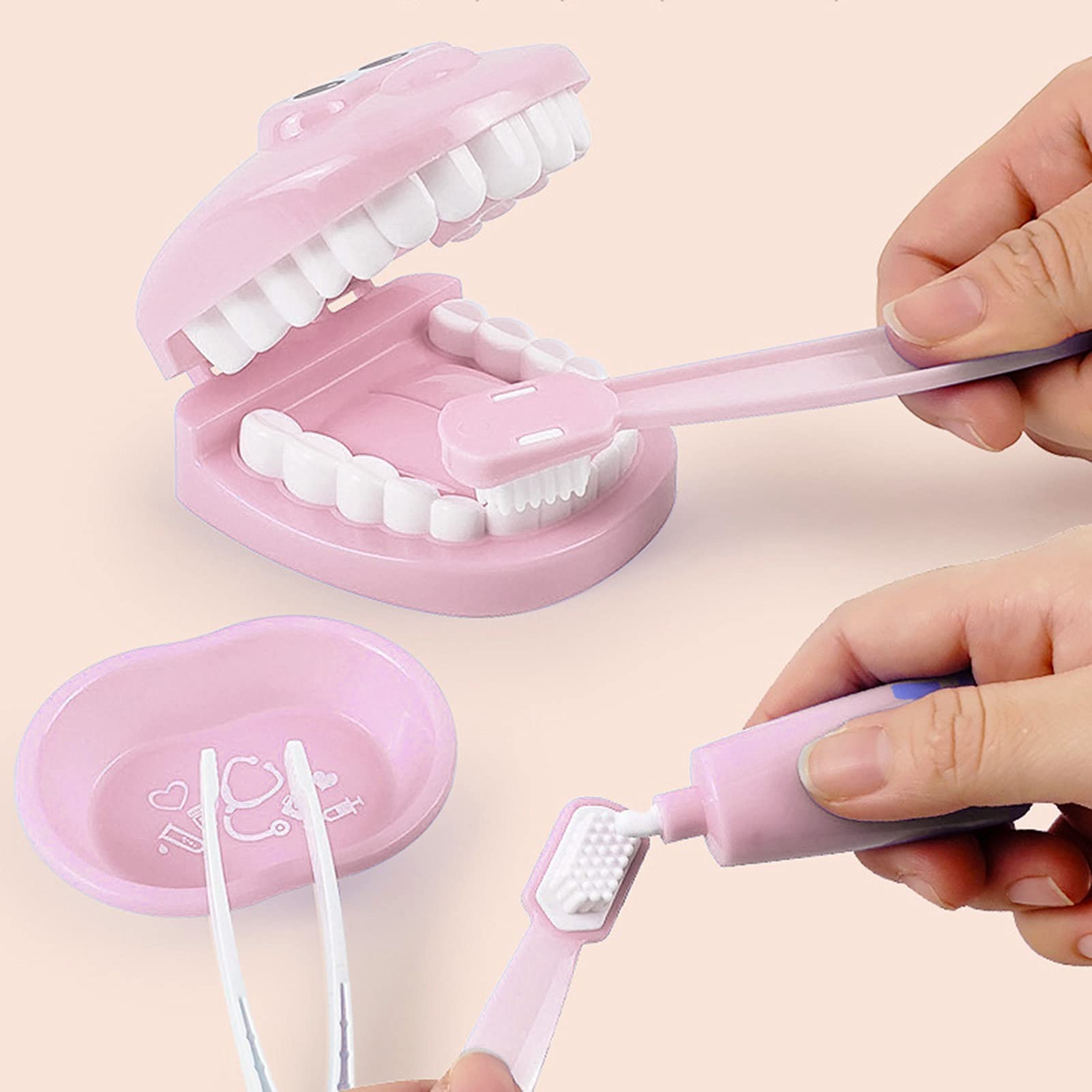 Doctor Kit for Kids, 9Pcs/Set Kids Educational Dental Scene Toys Preschool Teaching Brushing Game (Purple)
