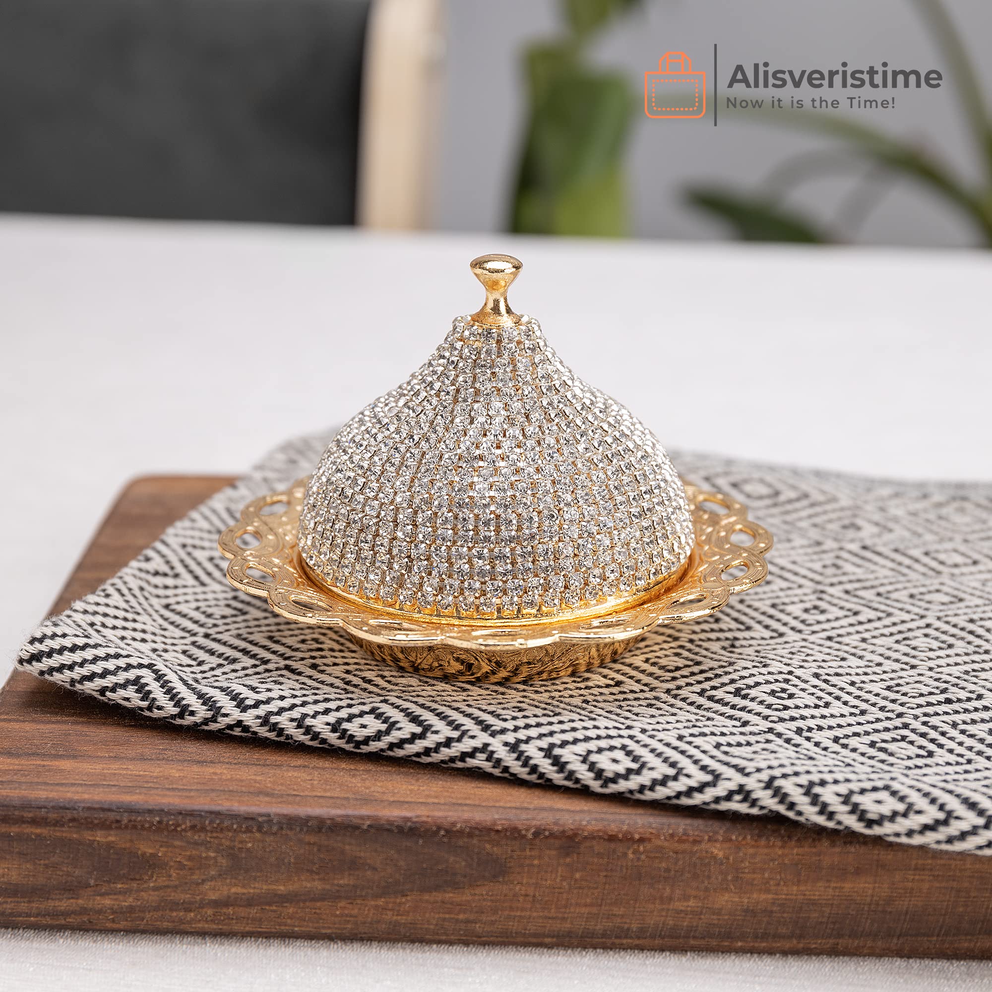 Alisveristime Ottoman Turkish Greek Arabic Espresso Coffee Cups with Saucer and Lid (Crystal Set) (Set of 2) (Gold)