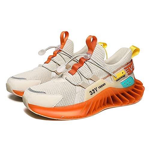 Ahico Mens Running Sneakers Walking Shoes Mesh Comfortable Lightweight Tennis Breathable Sport Casual Athletic Workout Orange, 9.5