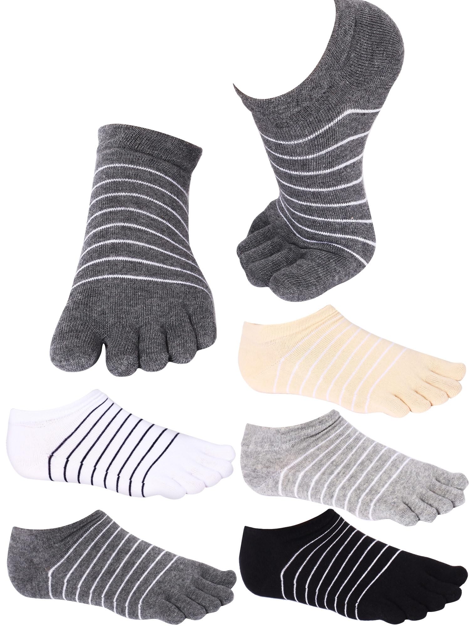 5 Pairs Stripe Toe Socks Finger Socks Low Cut Colorful Socks for Women Girl Supplies (Stylish Style, Classic Colors)