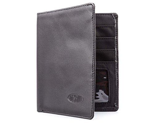 Big Skinny Leather Traveler Slim Wallet, Holds Up to 20 Cards and 4 Passports, Black