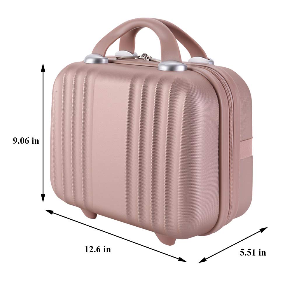 Exttlliy Mini Hard Shell Hard Travel Luggage Cosmetic Case, Small Portable Carrying Case Suitcase for Makeup (Rose Gold)