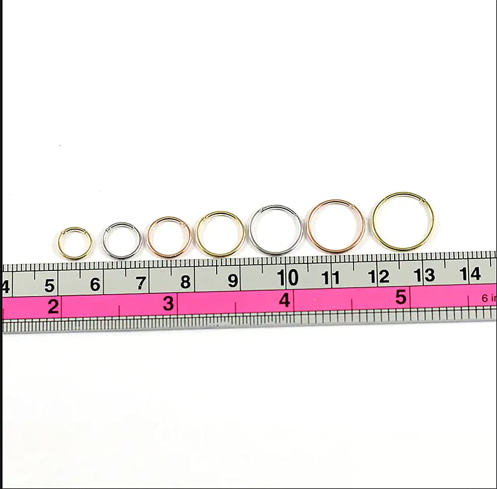 9K Yellow Gold Nose Ring/Cartilage Earring- Rook Hoop/Daith Hoop/Tragus Ring/Helix Ring- Hinged Segment Ring- 18 Gauge - 6mm Diameter Hoop