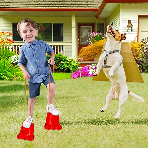 IROO Balancing Stilts for Kids, 4 Pairs Plastic Walking Stilts Children Monster Feet Toys with Adjustable Rope Gifts for Balance and Coordination,Strength, Active Play(8 Stilts Total)