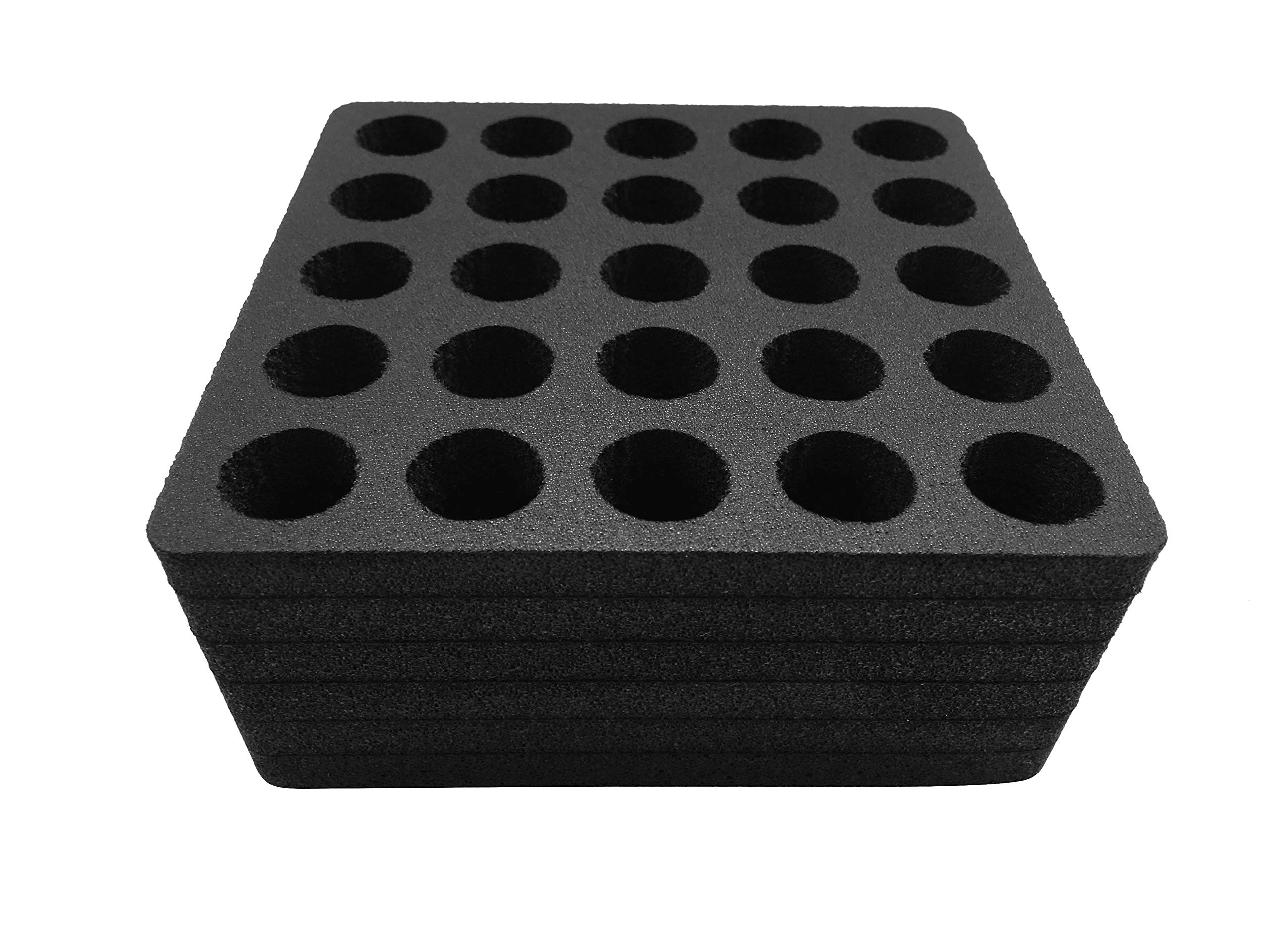 Polar Whale Test Tube Organizer Black Foam Storage Rack Stand Transport Holds 25 Tubes Fits up to 17mm Diameter Tubes