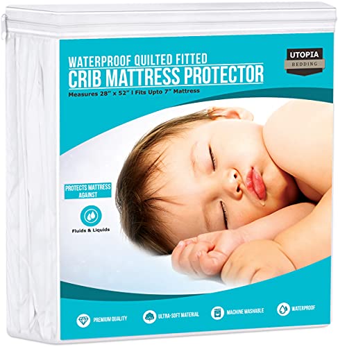 Utopia Bedding Waterproof Crib Mattress Protector - Cradle Mattress Pad (2-Pack) (Crib Single, 28 x 52 Inches)