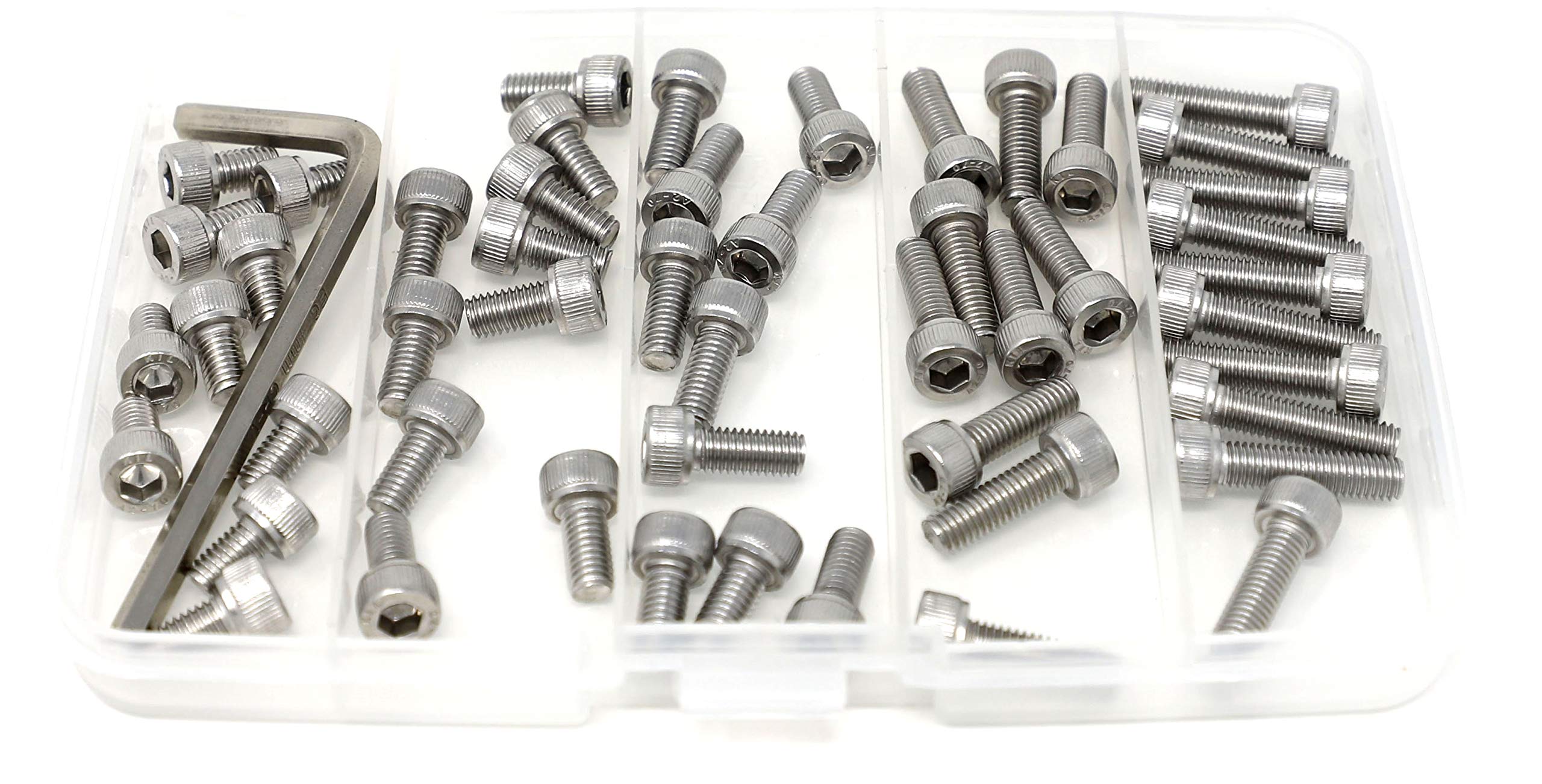 iexcell 50 Pcs M5 x 8/10/12/16/20mm Thread Pitch 0.8 mm Stainless Steel 304 Hex Socket Head Cap Screws Bolts Assortment Kit