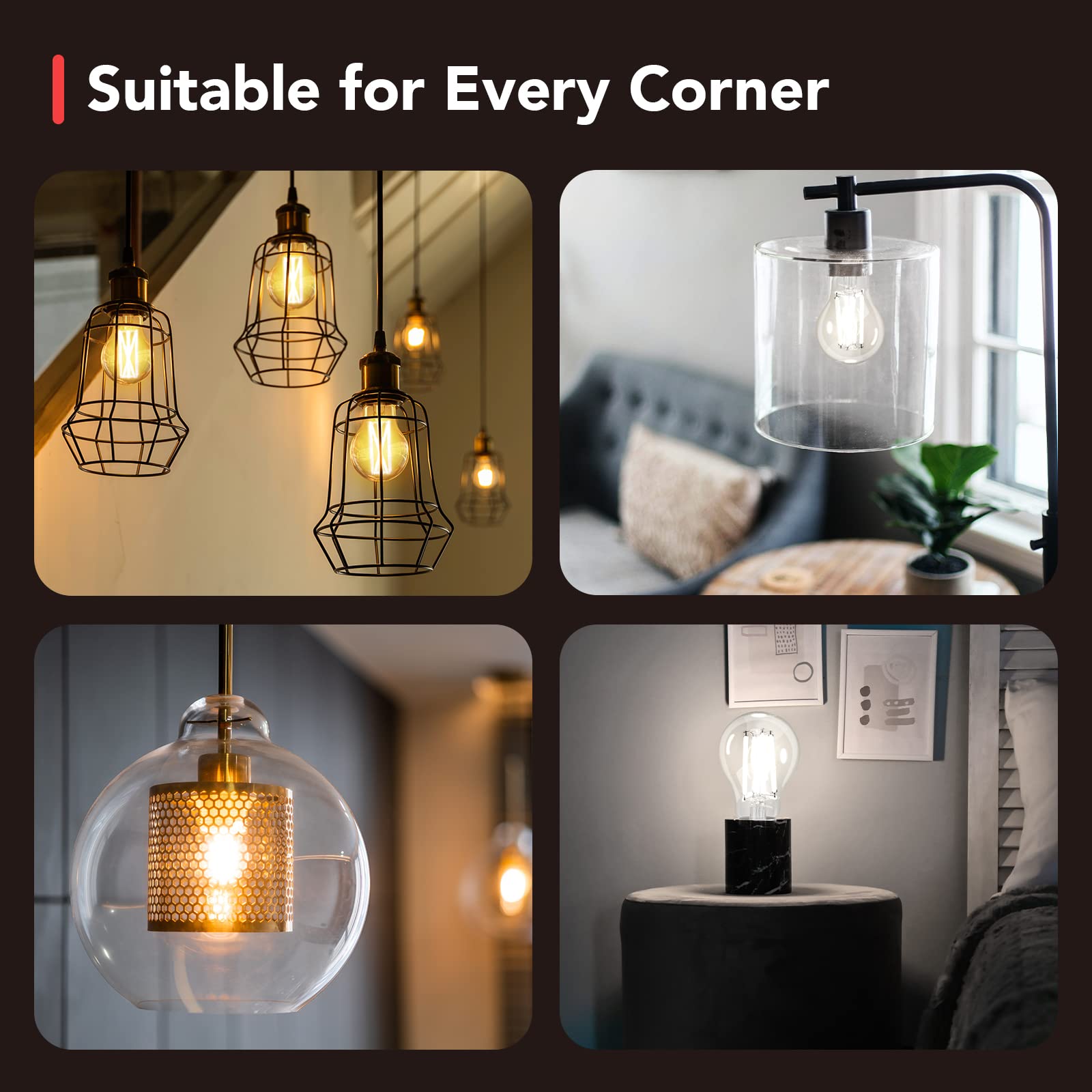 OREiN Smart LED Edison Light Bulb with Remote Control WiFi A19 Vintage Light Bulbs E26 Base 800Lm, 8W 60W Equiv Tunable 2700K-6500K Filament Bulbs Work with Alexa/Google/Aidot APP 4pack+1Romote…