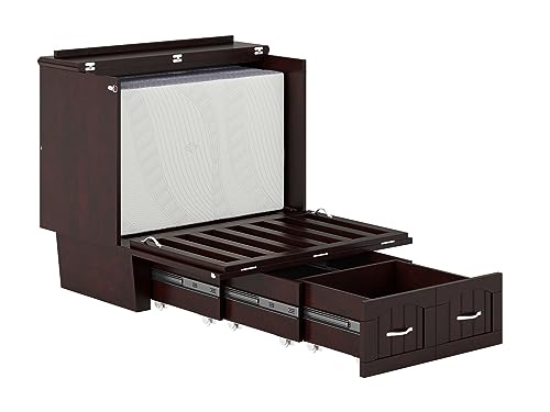 AFI, Nantucket Twin Murphy Bed Chest with Mattress, Storage Drawer and Built-In USB Charger, Espresso