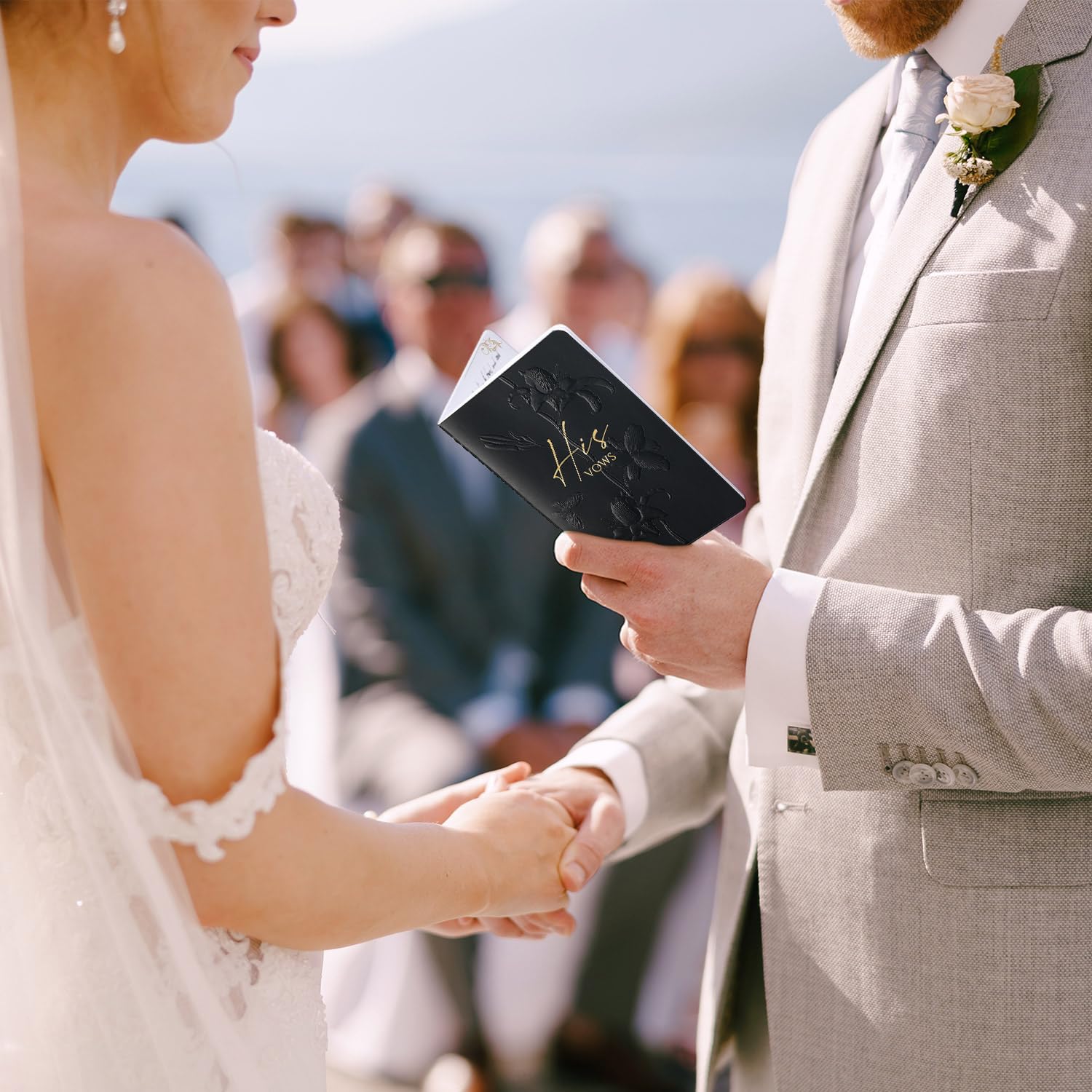 molekaus Vow Books,for Wedding Vow Books Wedding Gift for Bride and Groom Vows Book his and Hers with 28 Pages-5.5 * 3.5 in Wedding Notebook with Gilded Font Set of 2 (White and Black)