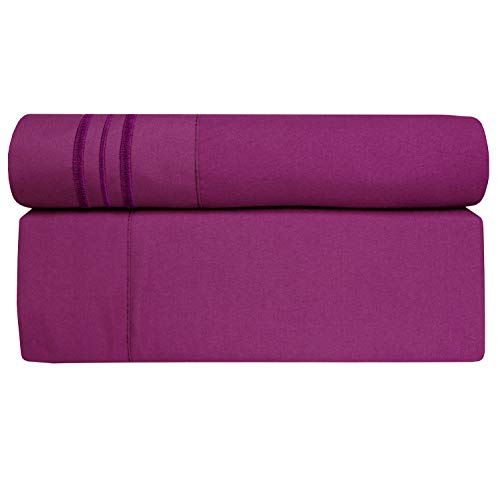 King Size Sheets - Breathable Luxury Bed Sheets with Full Elastic & Secure Corner Straps Built In - 1800 Supreme Collection Extra Soft Deep Pocket Bedding Set, Sheet Set, King, Berry