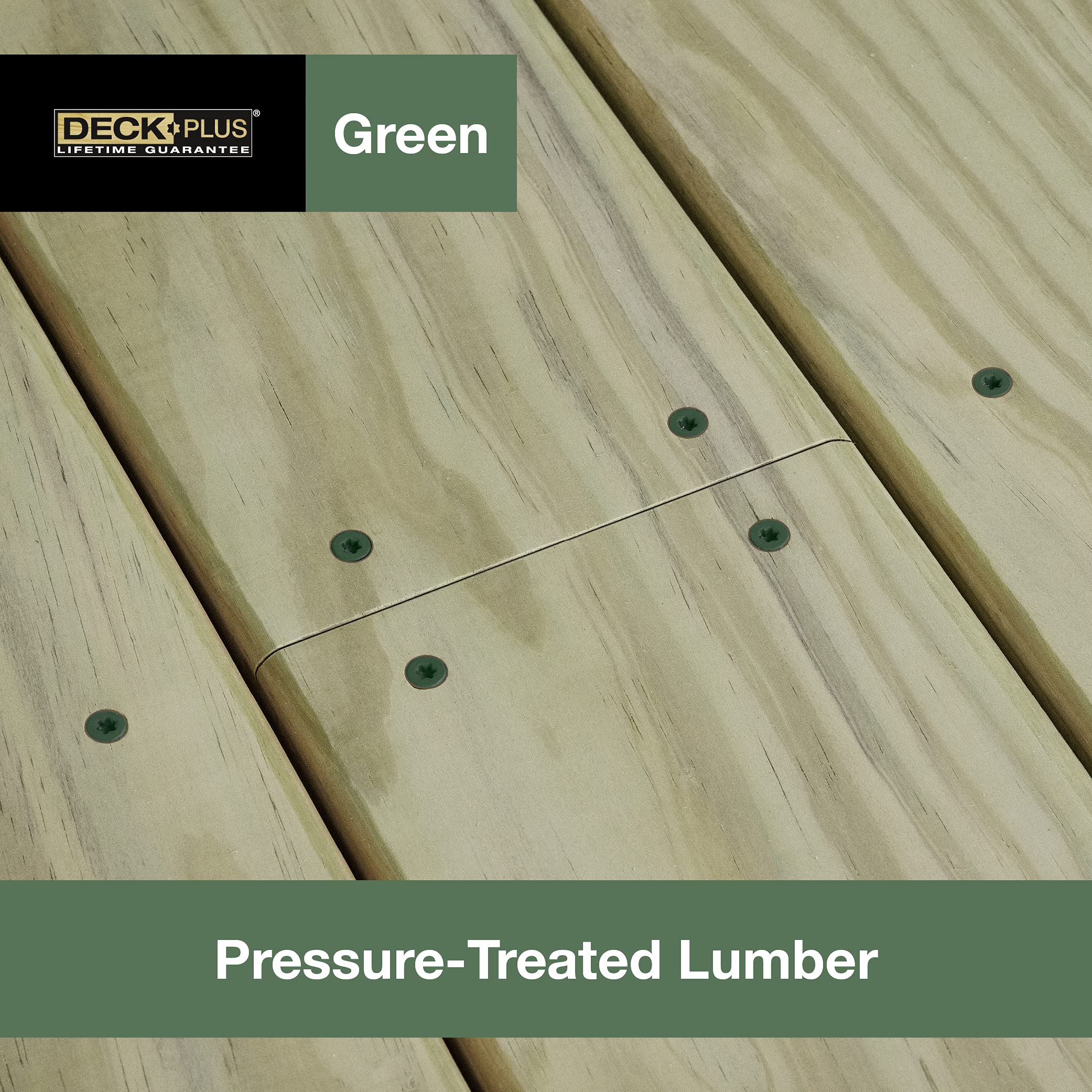 Deck Plus 48398 Wood Screws #8 x 1-5/8", Green, 5lb Box