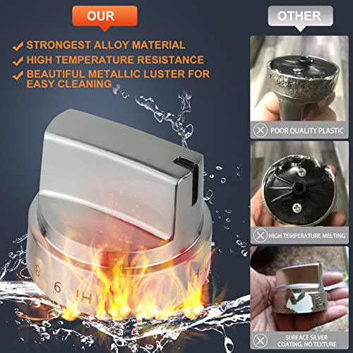 5 Pack Stainless Steel WB03x24818 Gas Stove Knob Replacement for ge,PS11729081 AP5989029 100% Stainless Steel Stove Replacement Knobs,Compatible with ge Stove Knob(Not Universal)-1 Years Warranty