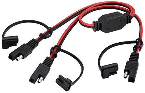 AAOTOKK SAE Y Splitter Connector Cable SAE 1 to 2 SAE DC Power Charger Automotive Extension Cable 2 Pin Quick Connect Disconnect Plug SAE Connector 16Awg Wire for Solar Panel Charging(0.6M/2ft)