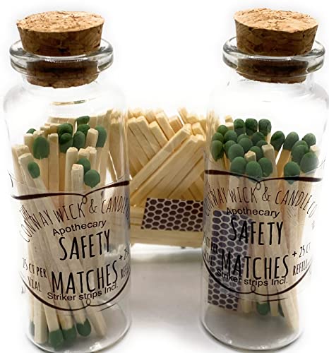 APOTHECARY SAFETY MATCH TWIN PACK W/REUSABLE (40ML) GLASS VIAL(2) WITH CORK LID, 25CT GO GREEN PER VIAL(50)+25CT REFILL=75CT TOTAL