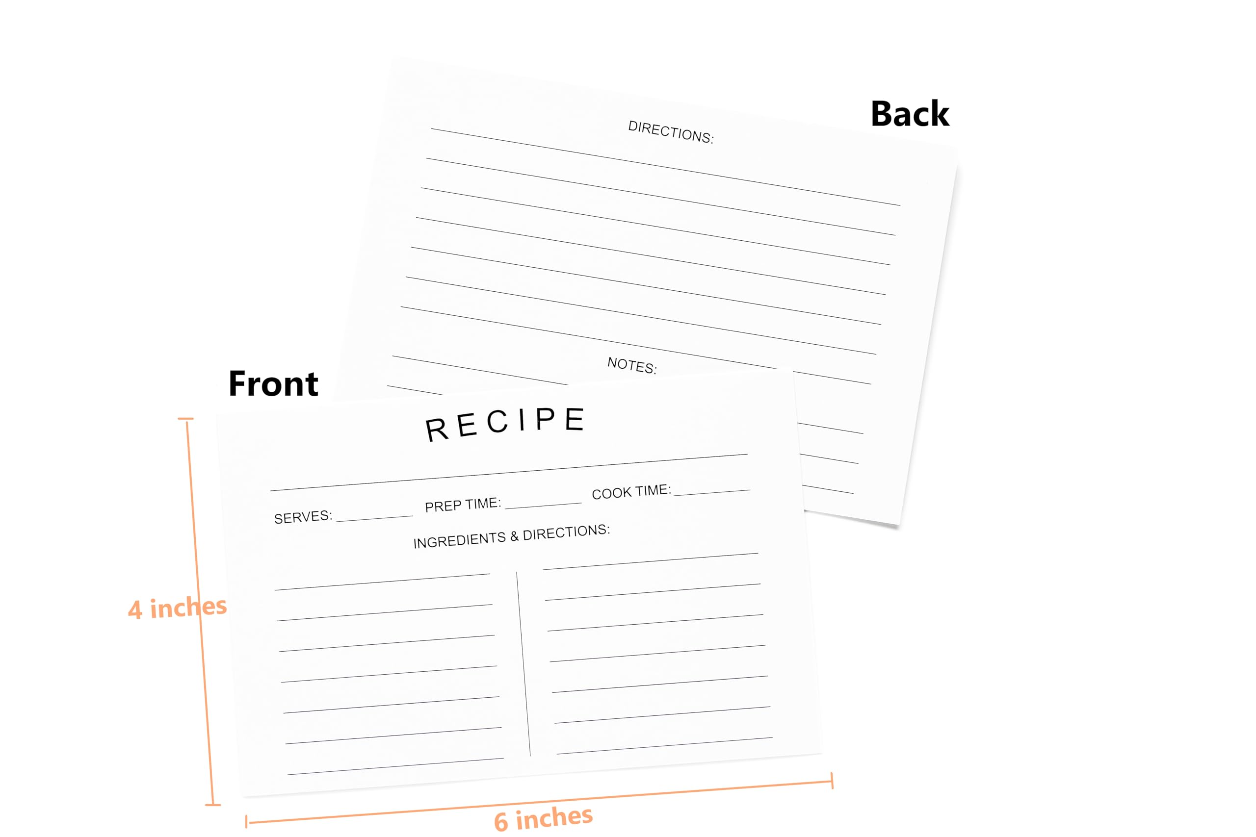 75 Count Recipe Cards 4x6inch Double Sided Thick Card Stock Fit with Recipe Binder Recipe Box Modern Minimal Design