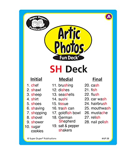 Super Duper Publications | Articulation Photos SH Sound Fun Deck Flash Cards | Educational Learning Resource for Children
