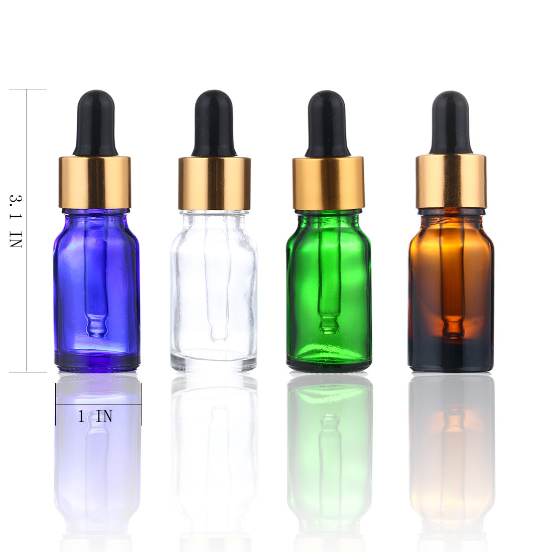H&D HYALINE & DORA Glass Bottles for Essential Oils with Glass Eye Dropper And Rubber Bulb, 1/2 oz Capacity,Pack of 4