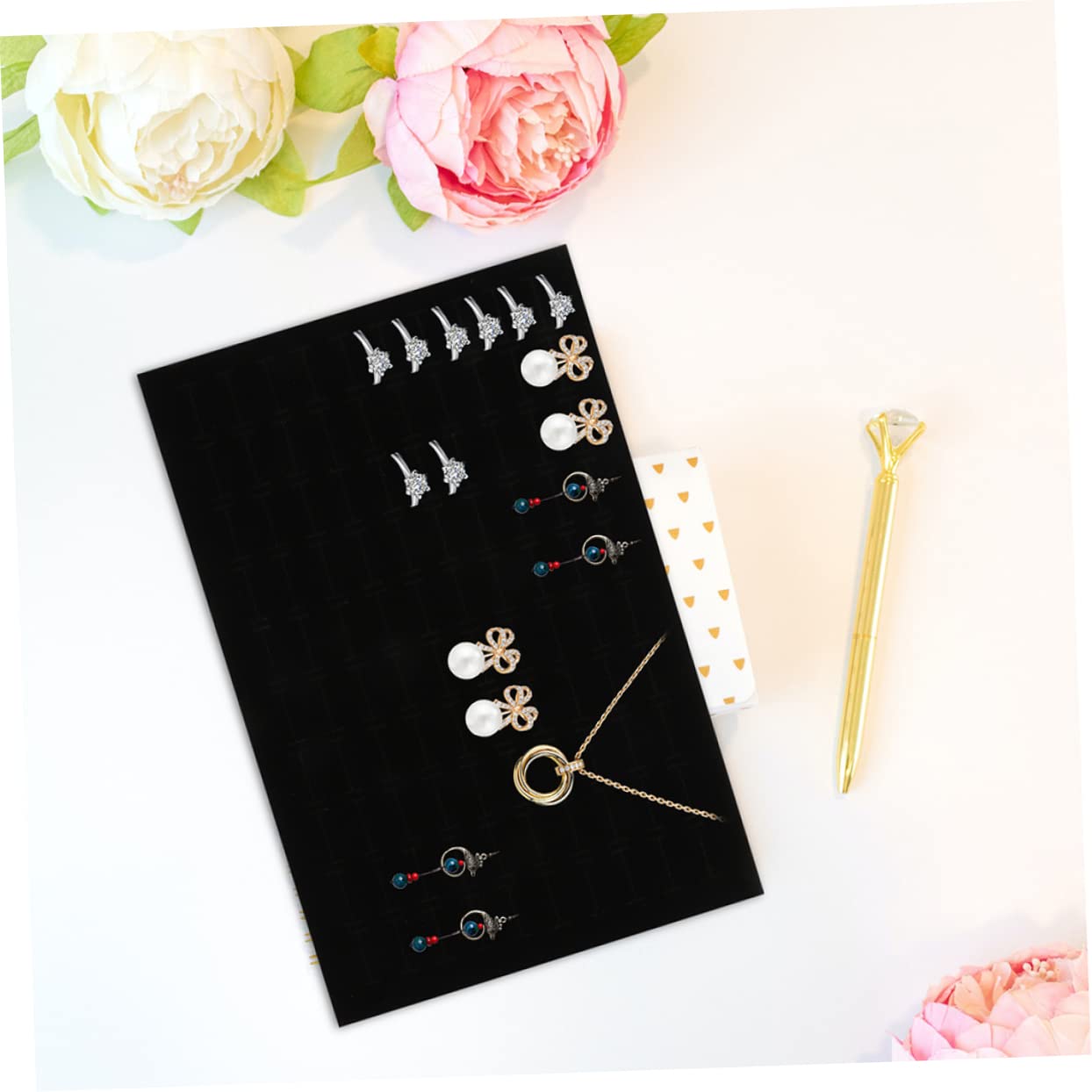 Abaodam 10pcs Jewelry Box Pad Jewelry Insert Display Mat Jewelry Display Tray Jewelry Organizer Tray Trinket Tray Trays Display Shelf Earring Sponge Display Pad Stud Box Velvet Embedded