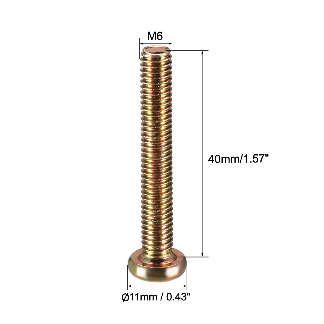 uxcell M6x40mm Furniture Screw Hex Socket Machine Screws Zinc Plated Fasteners Bolts Full Thread Carbon Steel 10Pcs