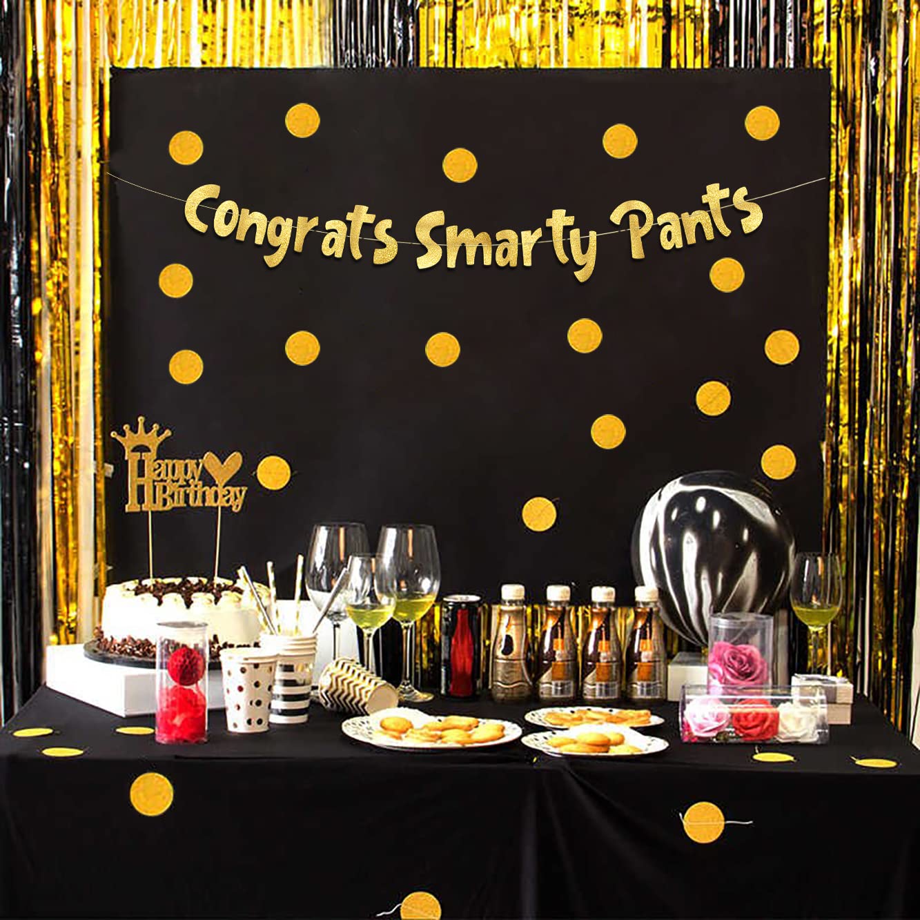 Graduation Party Gold Glitter Banner β Promotion Party Decorations β Congratulations Party Favors and Supplies
