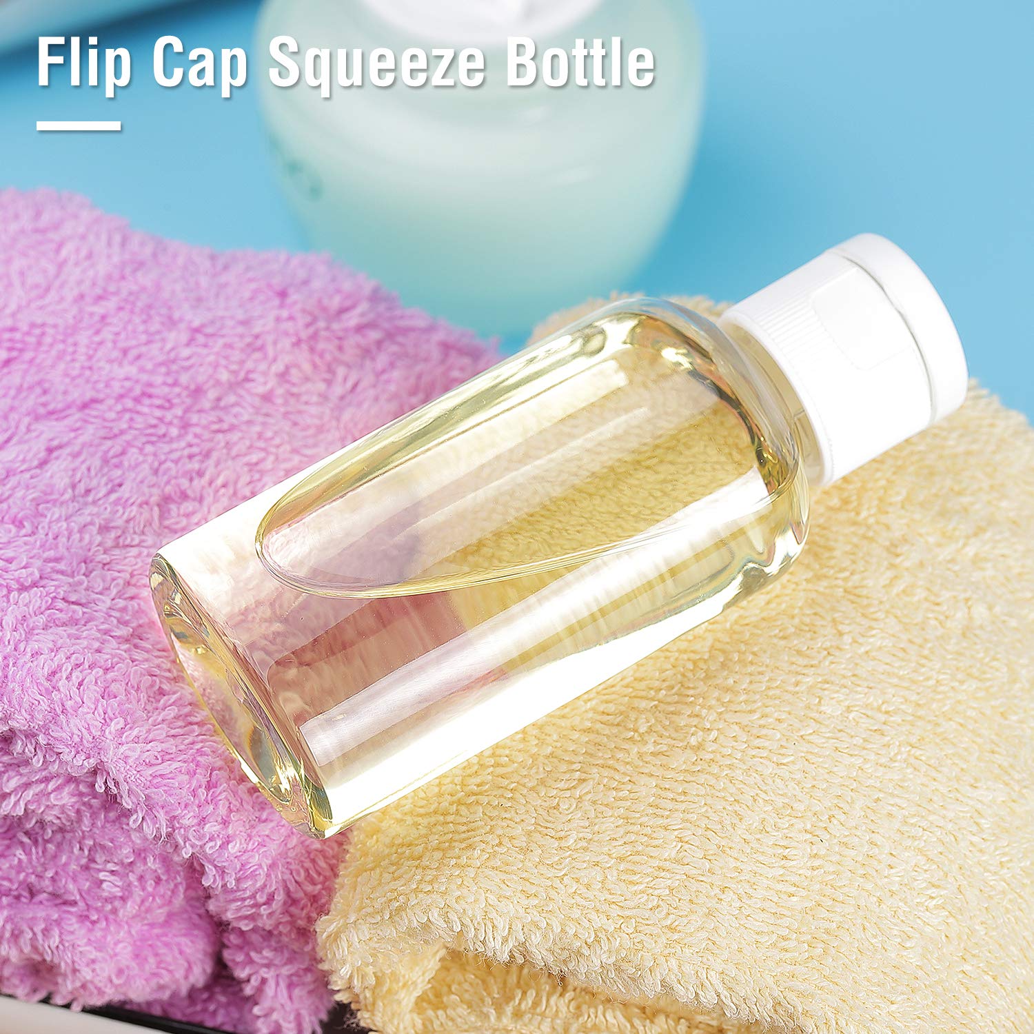 50ML Plastic Empty Bottles Clear Travel Containers Travel Size Bottles with Flip Cap, HDPE Squeezable Refillable Toiletry/Cosmetic Bottles - Set of 25 - Oval Design (clear)