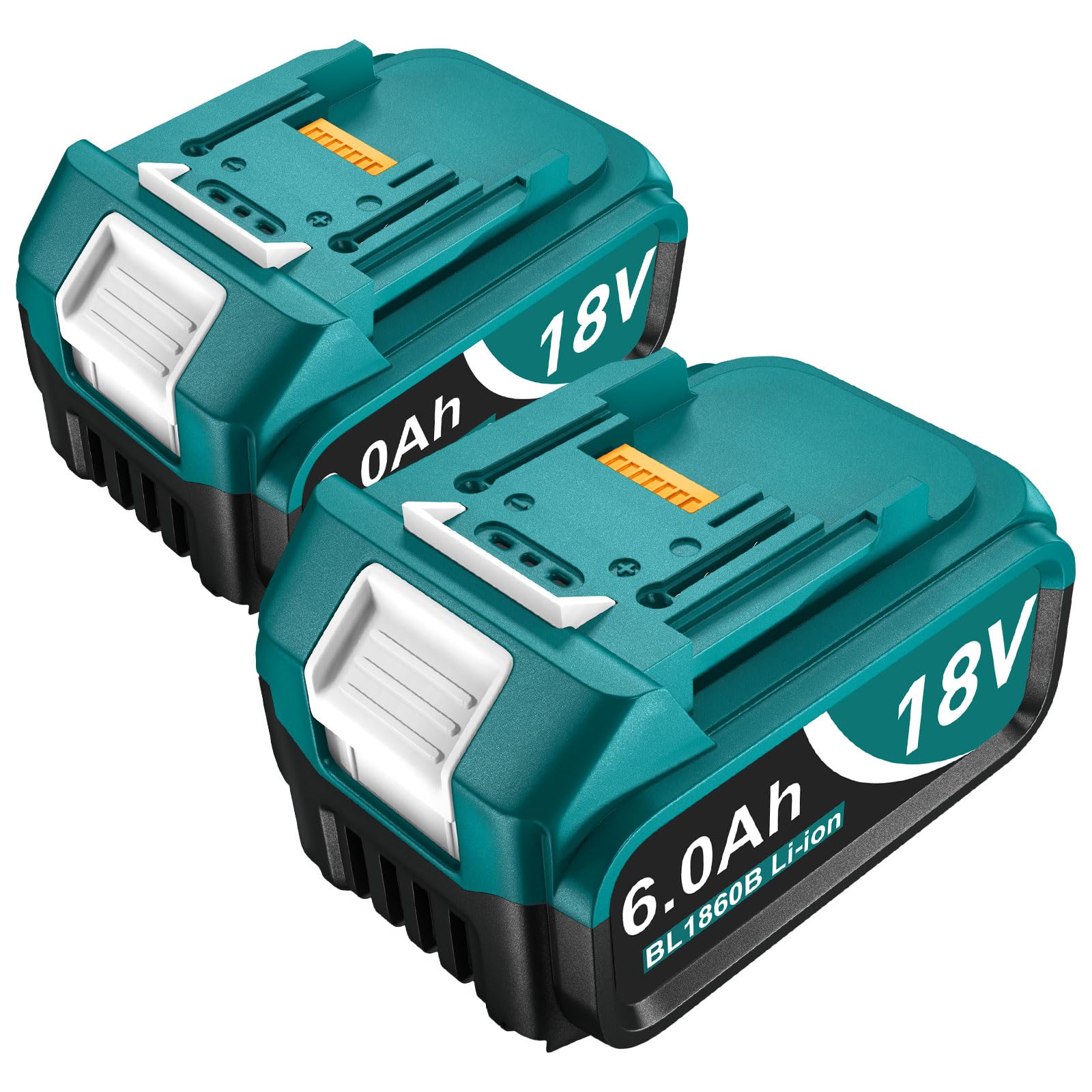Aoasur 2023 Upgrade Version 6.0Ah Replacement for Makita 18V Battery 2Packs, Same Color as Makita Tool, fits All Makita 18V Tools and OEM Charger