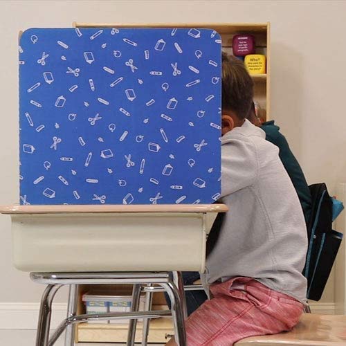 Large Privacy Shields for Student Desks β Set of 12-3 Group Colors -Gloss - Study Carrel Reduces Distractions - Keep Eyes from Wandering During Tests, Red, Blue & Green School Supplies Pattern