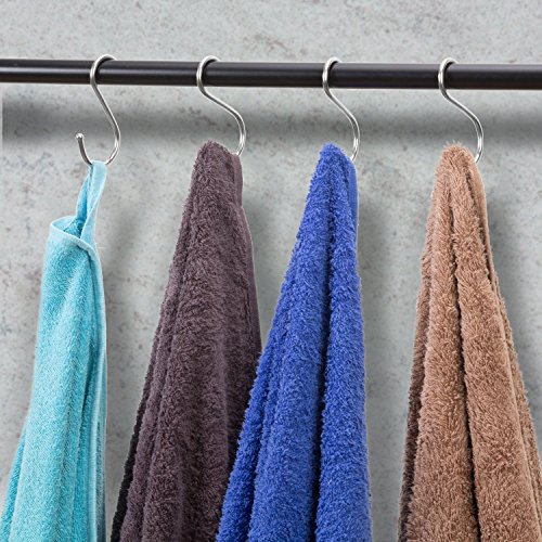 Large Round S Shaped Hooks Stainless Steel Hanging Hooks Set with 20 Hooks - Ideal for Pots, Pans, Spoons and Other Kitchen Essentials - Perfect for Clothing