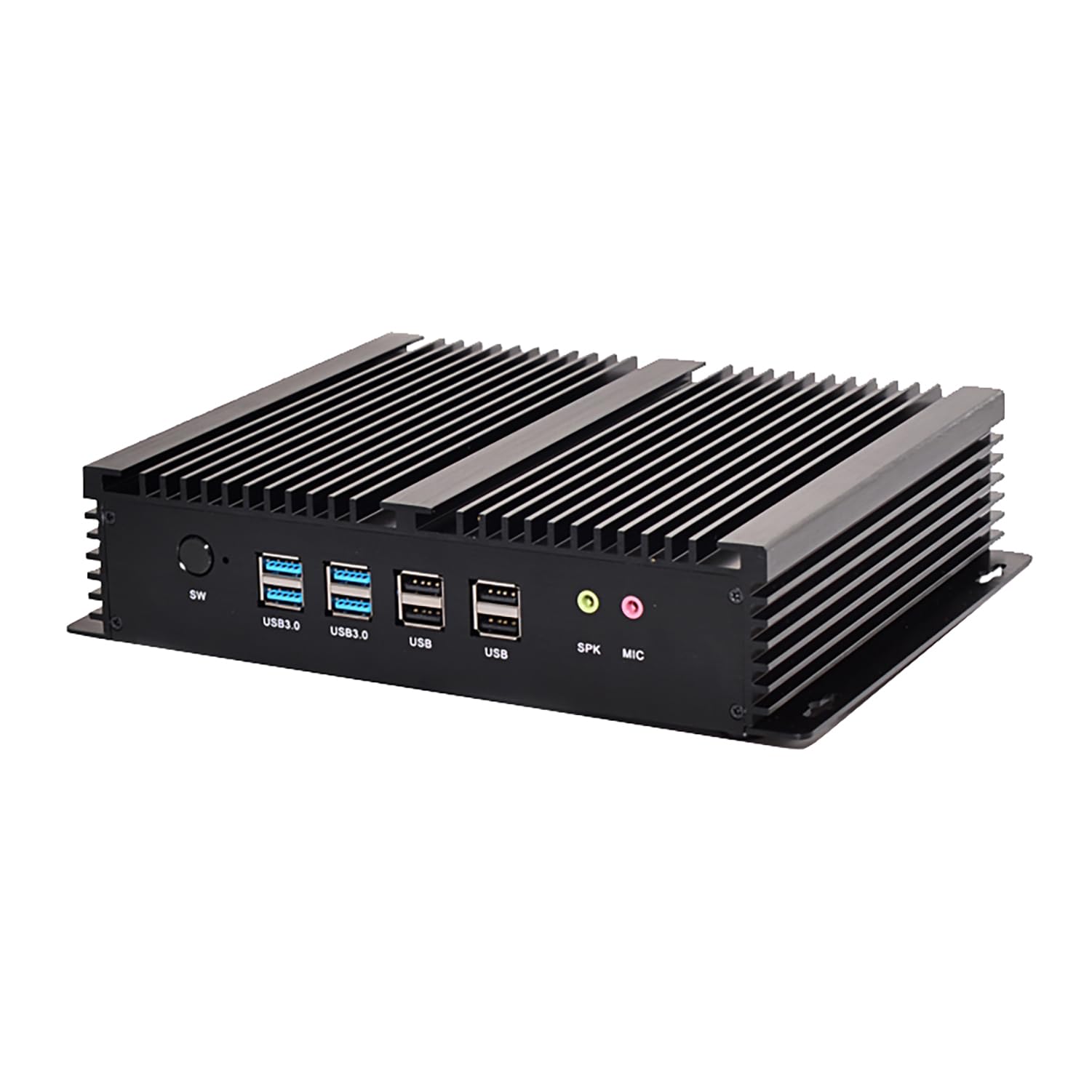 HUNSN Fanless Industrial PC, Mini Computer, I3 4005U 4010U 4030U, Windows 11 / Linux Ubuntu, IM04, 2 x HDMI, 2 x LAN, 6 x COM, 4 x USB3.0, 4 x USB2.0, 8G RAM, 128G SSD